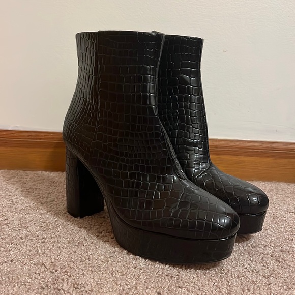 Mix No. 6 | Shoes | Mix No 6 Black Faux Leather Platform Boots | Poshmark